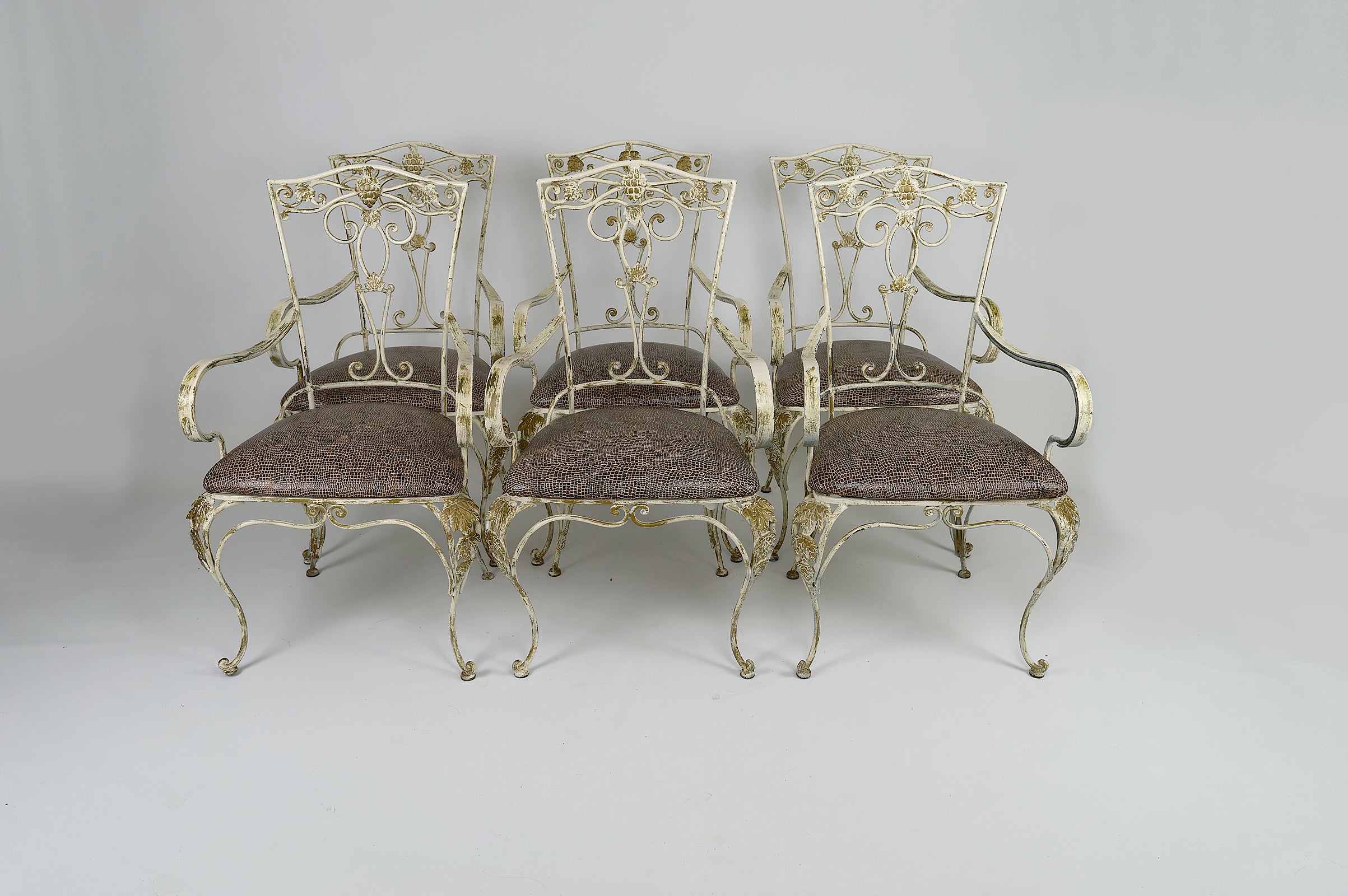 6 fauteuils Art Déco en fer forgé patiné, France, vers 1950 – Le ...